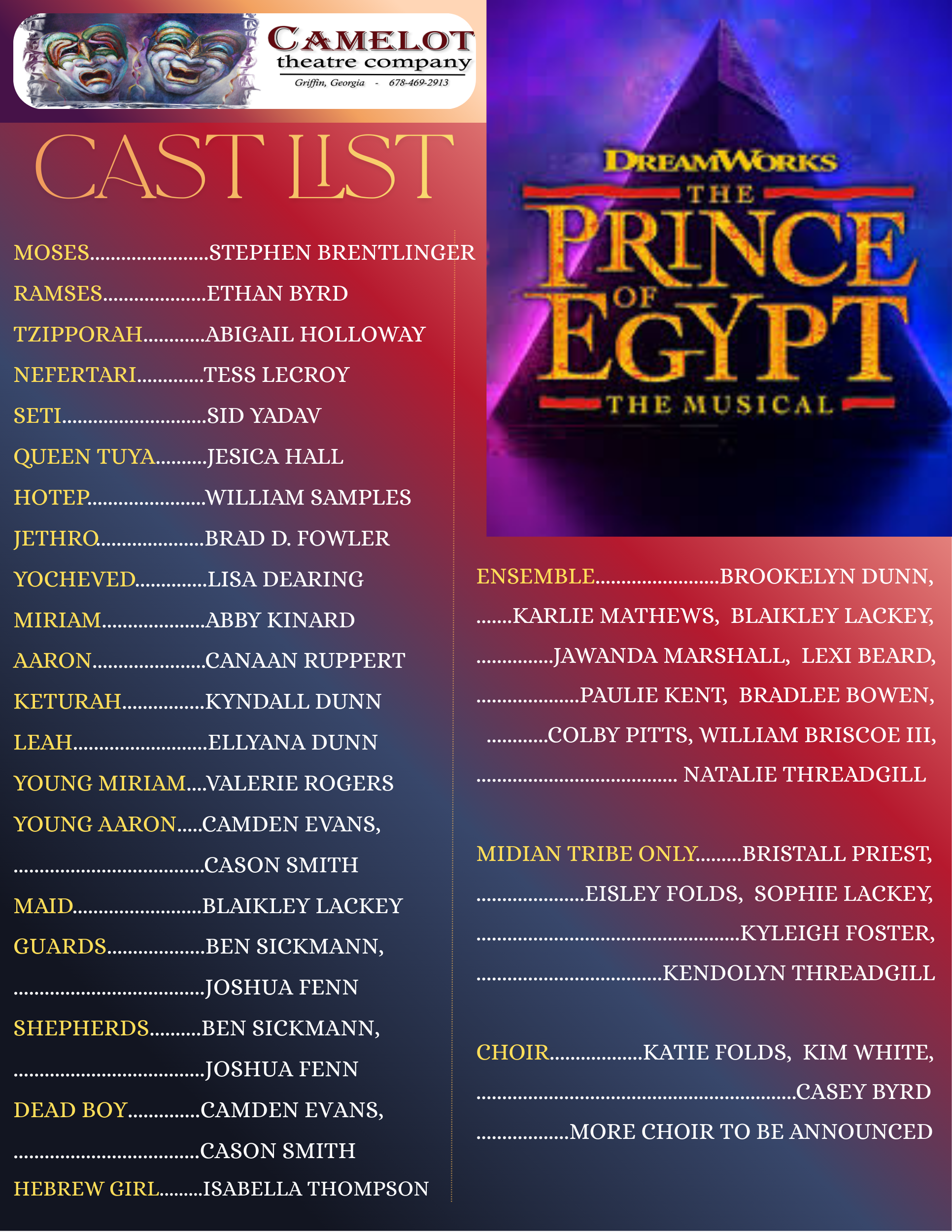 Prince of Egypt - Camelot Theatre Company
